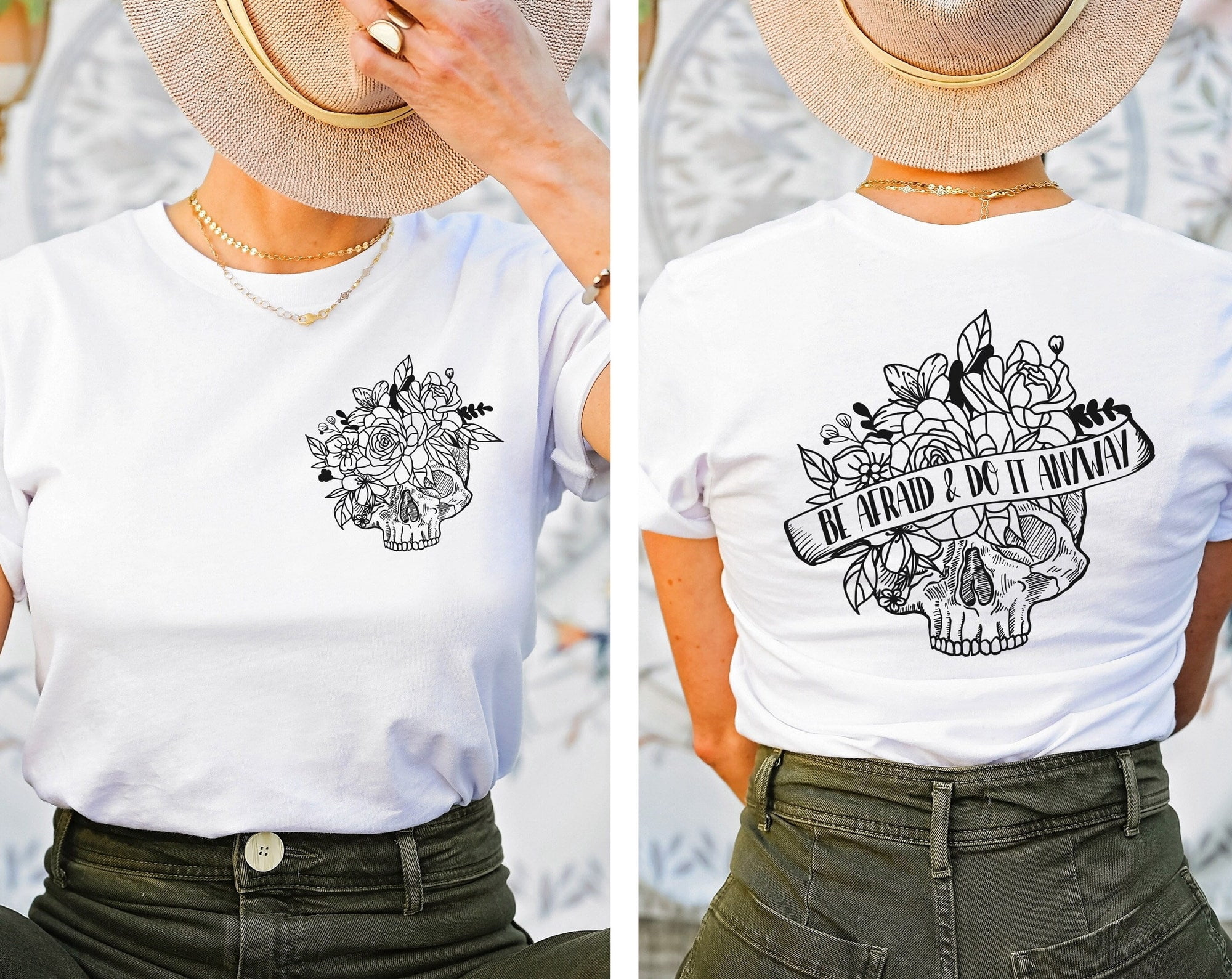 Be Afraid And Do It Anyway Shirt Flower Skull Motivational Shirt ...