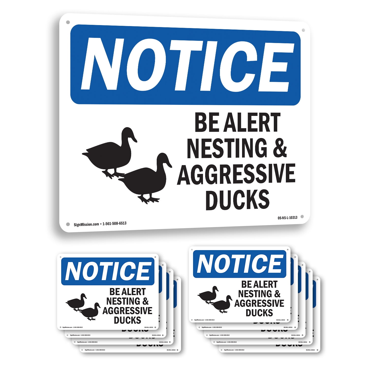Be Alert Nesting And Aggressive Ducks OSHA Notice Aluminum Sign 24 Inch x 18 Inch - 10 Pack ...