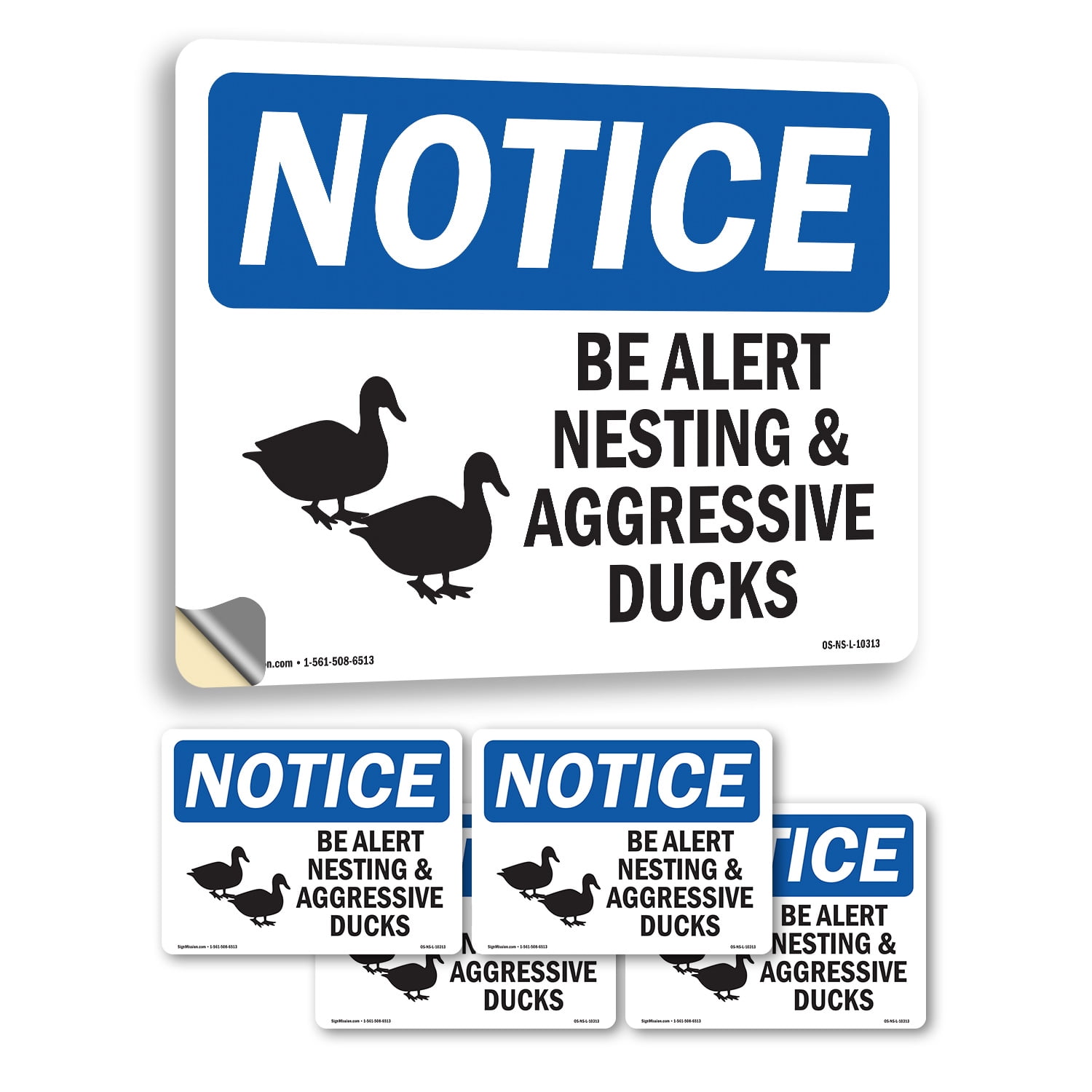 Be Alert Nesting And Aggressive Ducks With Symbol OSHA Notice Vinyl ...
