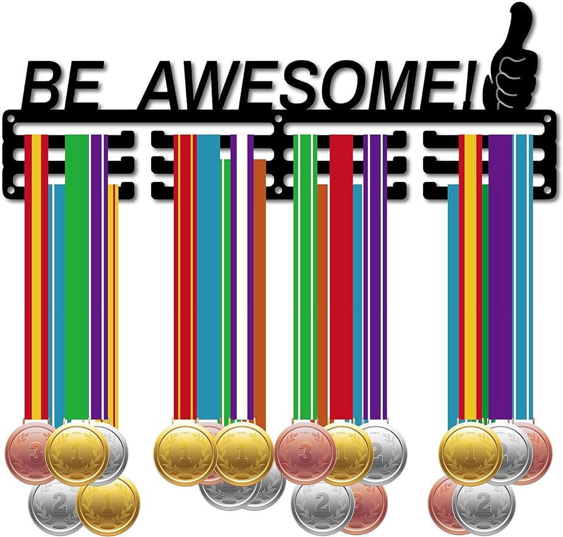 Be Awesome Medal Holder Hanger 60+ Medals Rack Medal Holder Black Metal ...