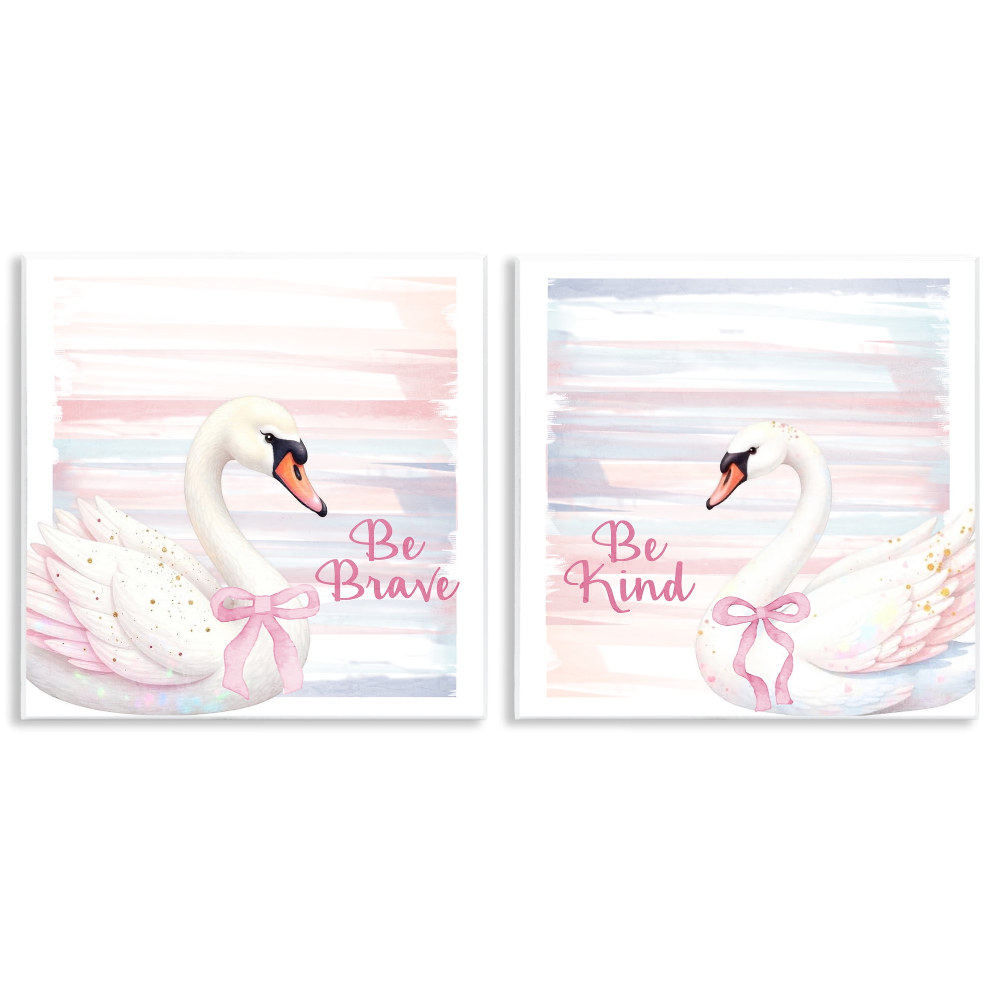 Be Brave & Kind Pastel Swan 2 Piece Wall Plaque Art Set, design by Kim ...