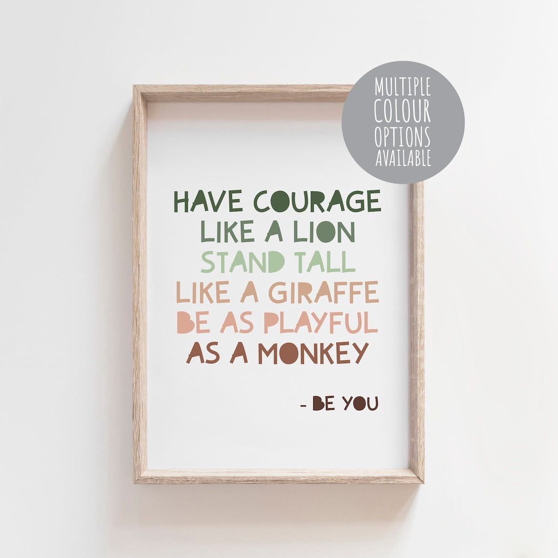 Be Brave Safari Nursery Print, Boys Bedroom Wall Art, Unframed Paper ...