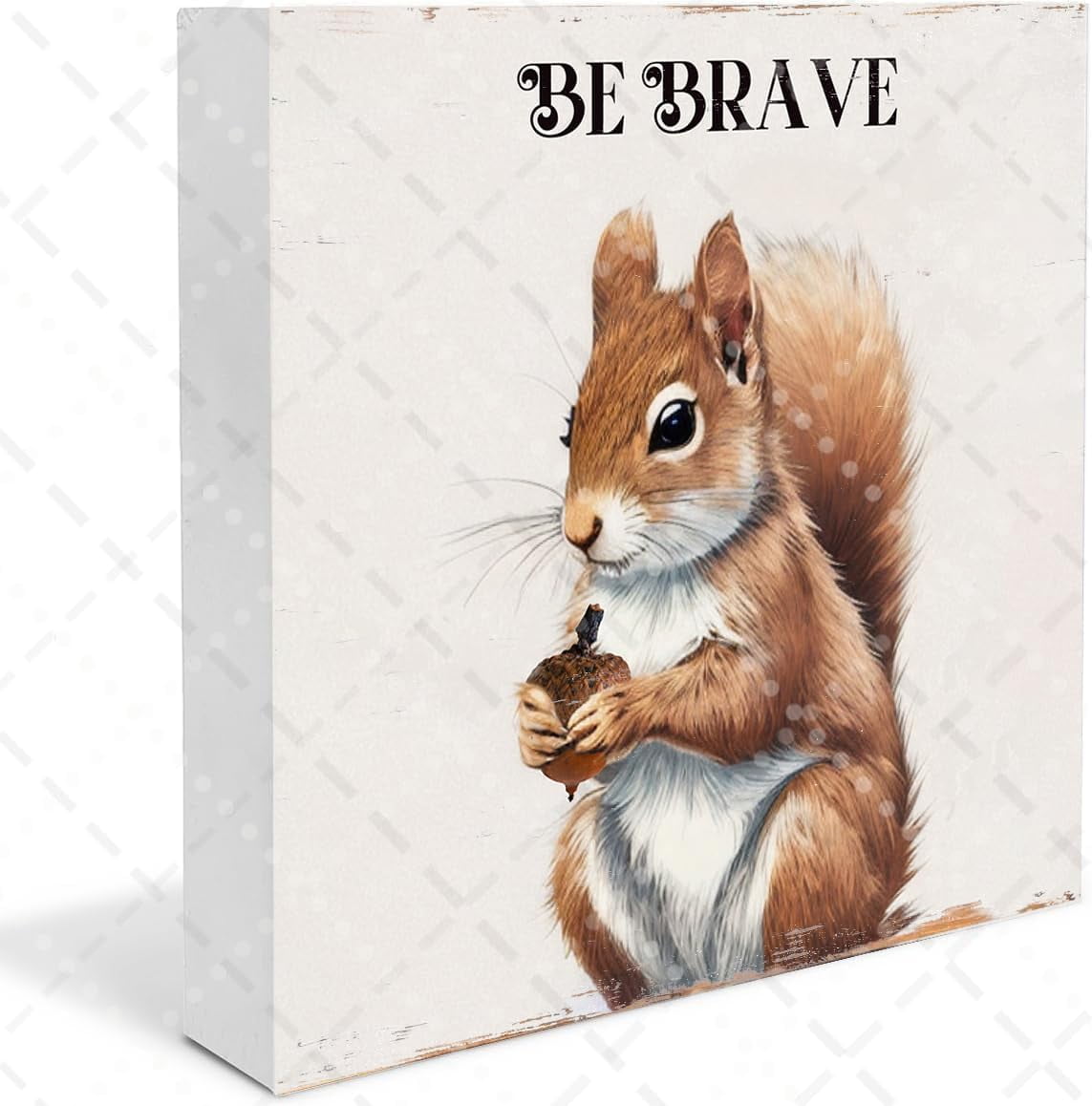 Be Brave Squirrel Decorative Wooden Box Sign Motivational Home Office Desk White Decor ...