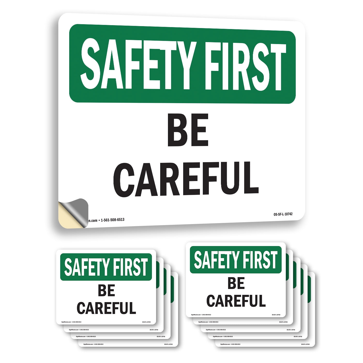 Be Careful OSHA SAFETY FIRST Vinyl Decal Label 10 Inch x 7 Inch - 10 ...