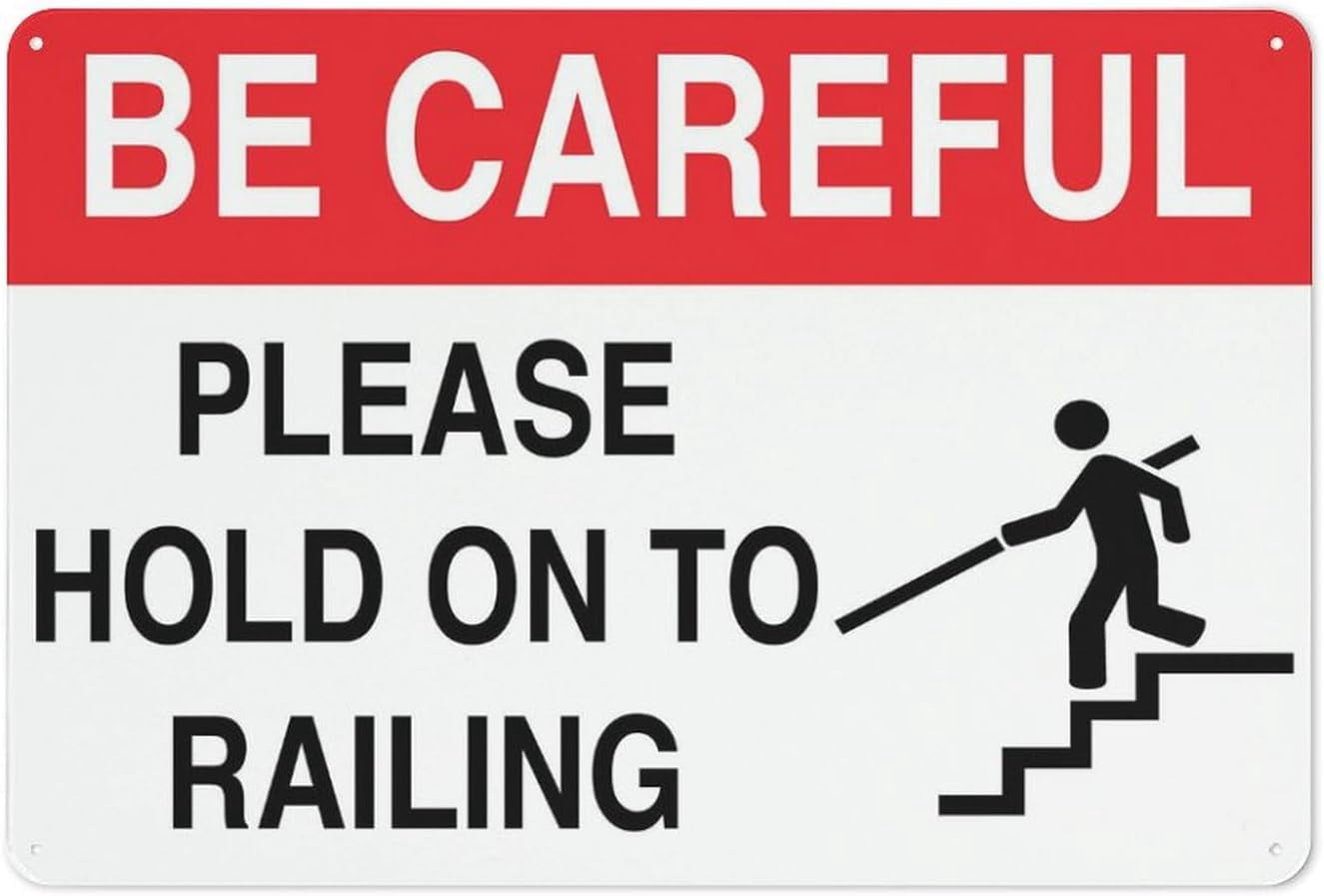 Be Careful Please Hold On To Railing Sign 12 X 8 Inches Reflective ...