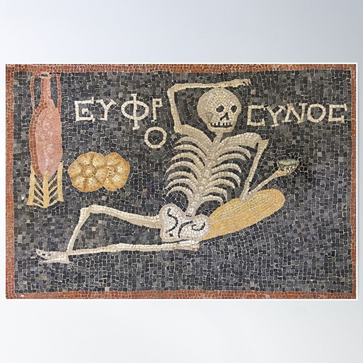 Be Cheerful Live Well Ancient Greek Skeleton Meme Poster Wall Art ...