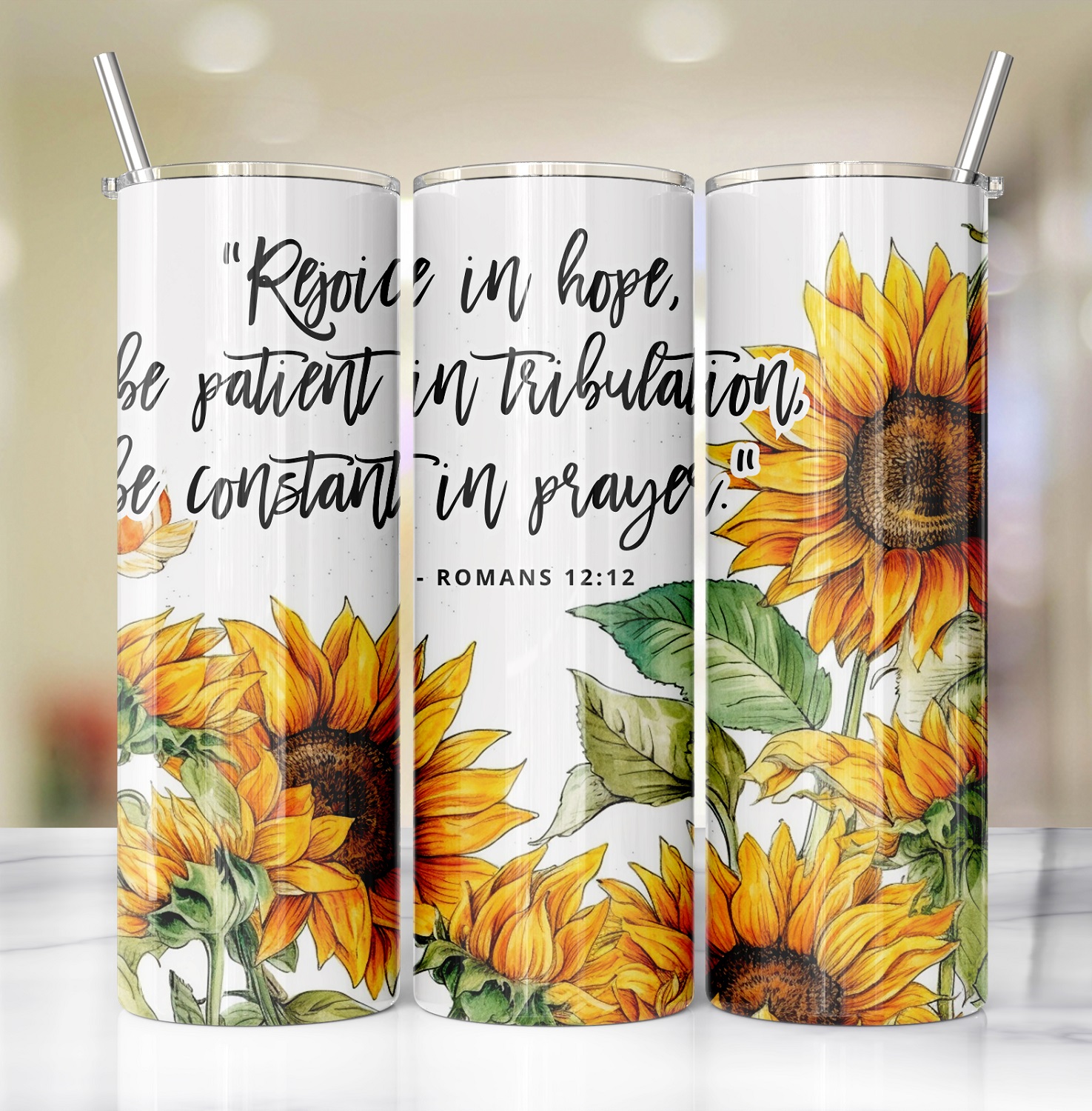 Be Constant in Prayer Romans 12:12 Bible Verse 20 Oz Metal Tumbler w ...