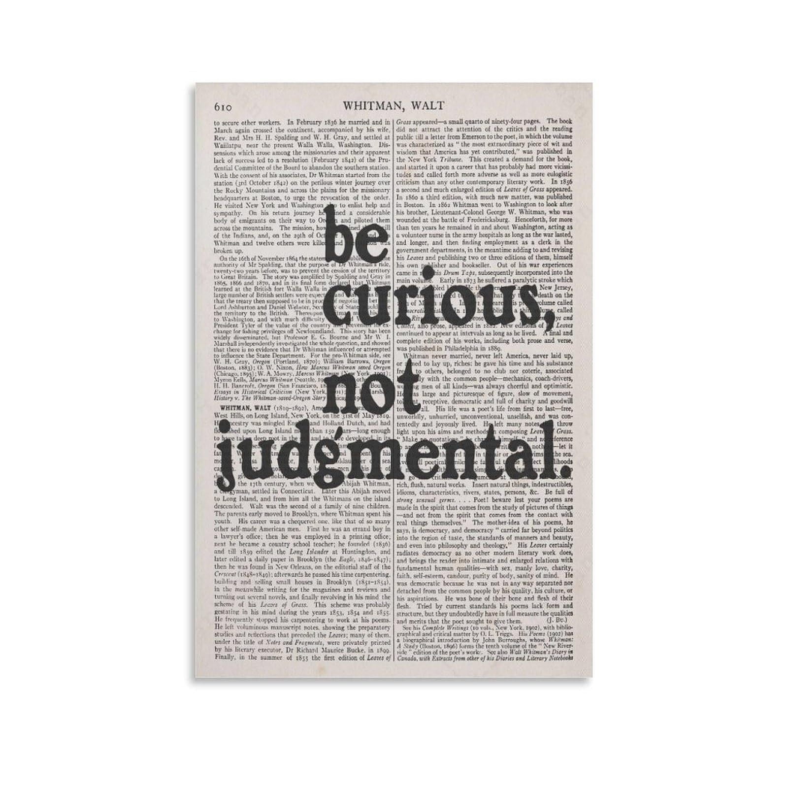 Be Curious Not Judgmental Inspirational Quote Poster 1 Canvas Painting ...