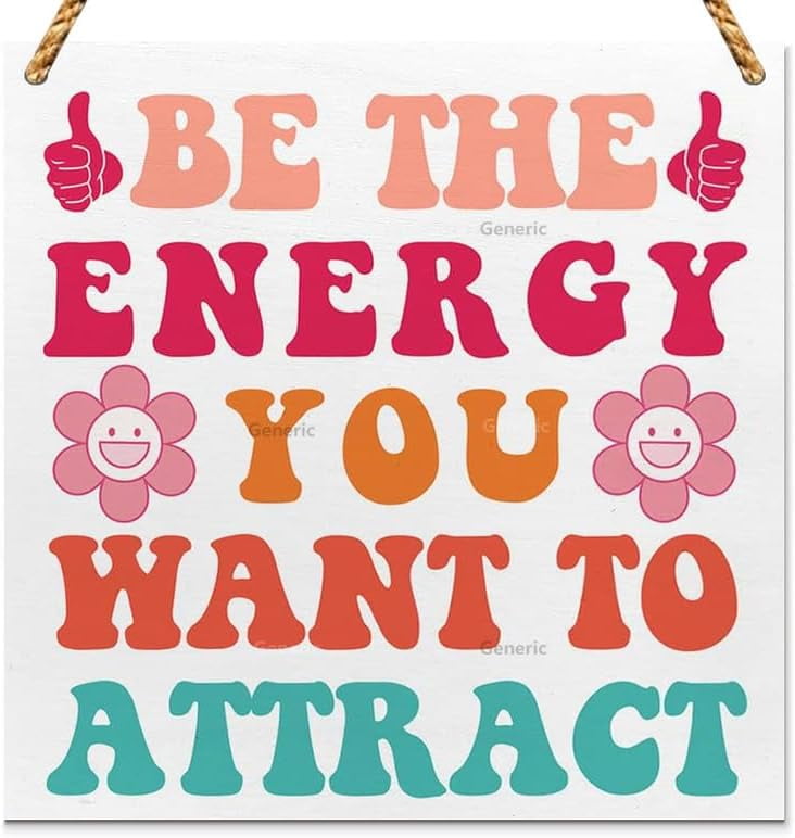 Be the Energy You Want to Attract Inspirational Wood Sign Decor,Retro ...