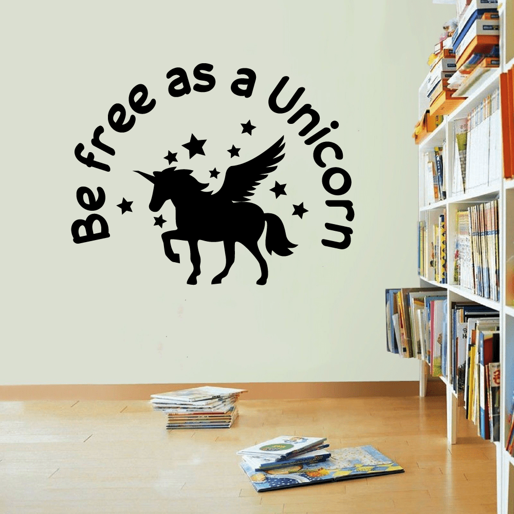 Be Free As A Unicorn Quote Magical Unicorns Wall Sticker Art Decal for ...