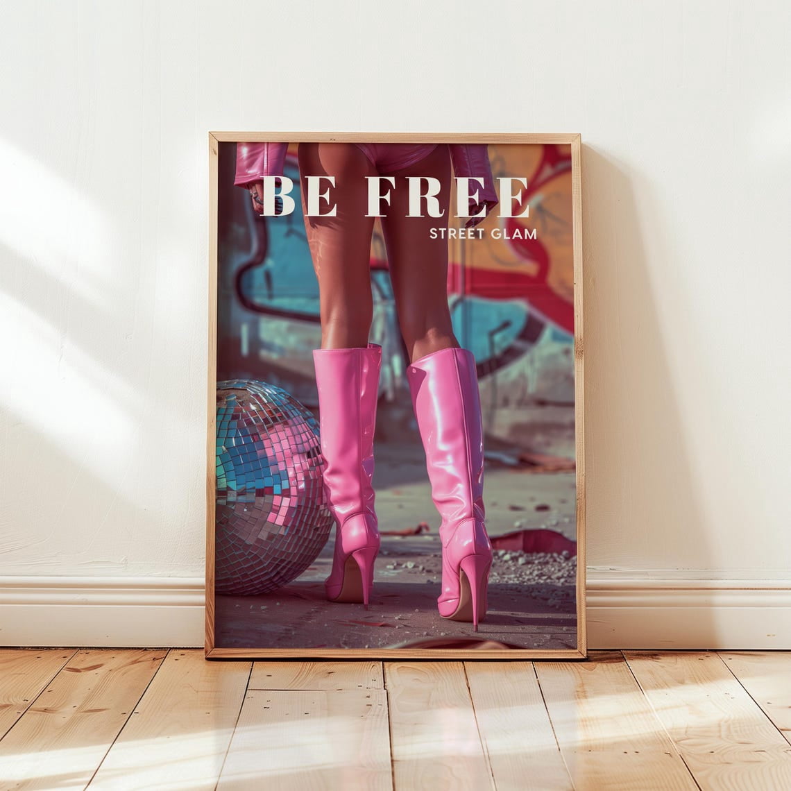 Be Free Street Glam Art Print Pink Heels Fashion Editorial Chic Poster ...