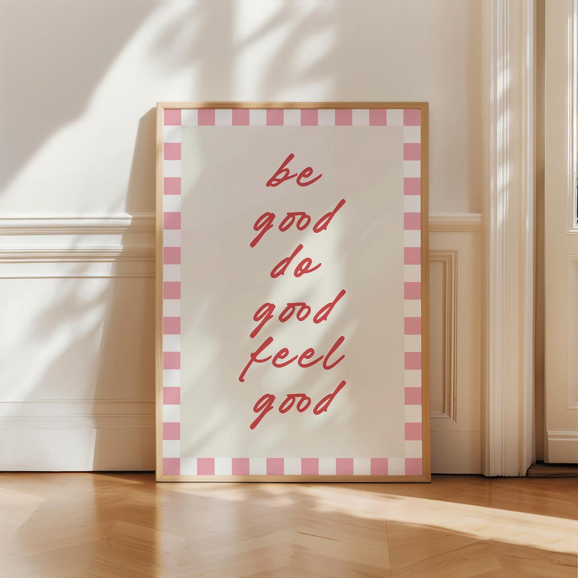 Be Good Pink Red Motivational Quote Wall Art, Stretched Canvas Size ...