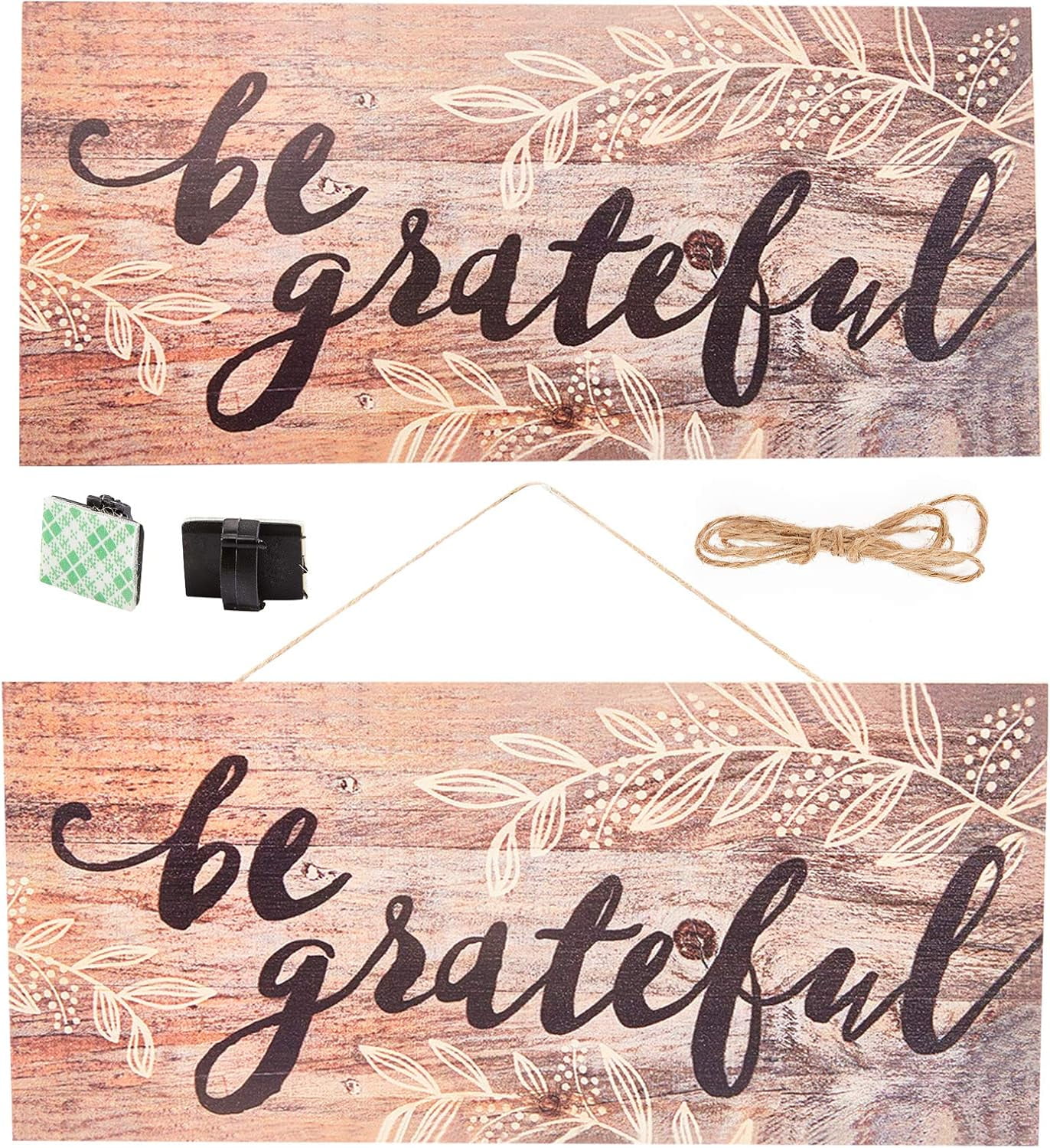Be Grateful Wood Sign 5 x 10 inch Wood Plank Design Hanging Sign Rustic ...