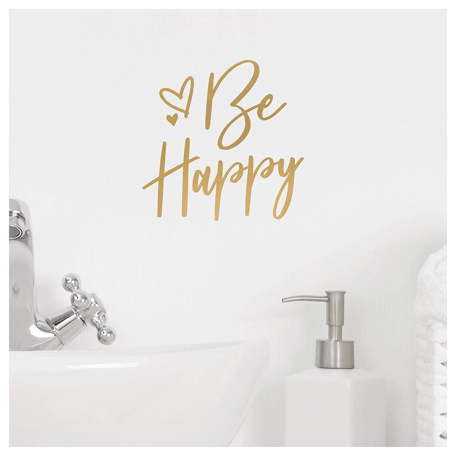 Be Happy Cursive Motivational Quote Vinyl Lettering Decal Sticker Do ...