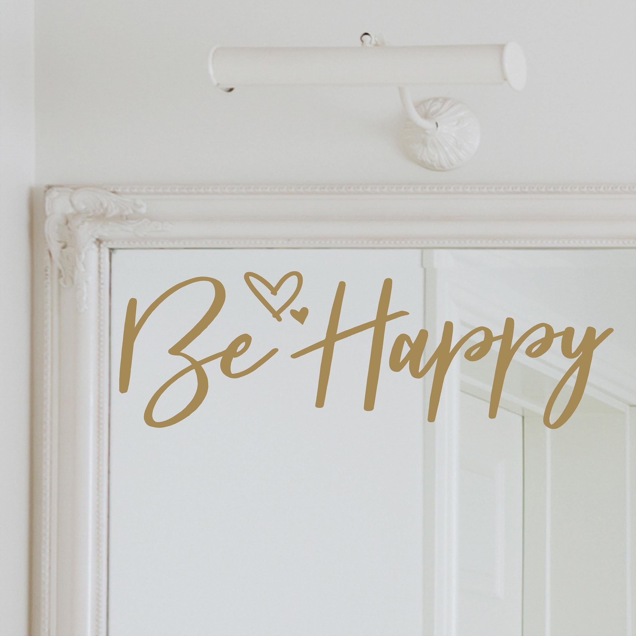 Be Happy Cursive Motivational Quote Vinyl Lettering Decal Sticker Do ...