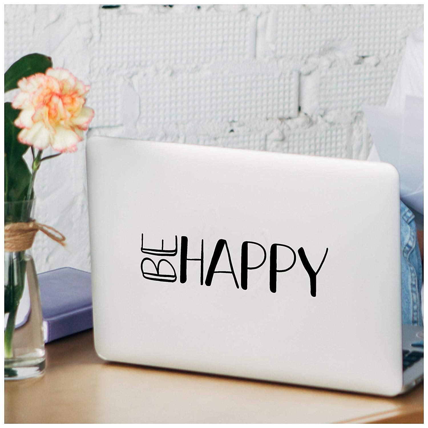 Be Happy Cursive Motivational Quote Vinyl Lettering Decal Sticker Do ...