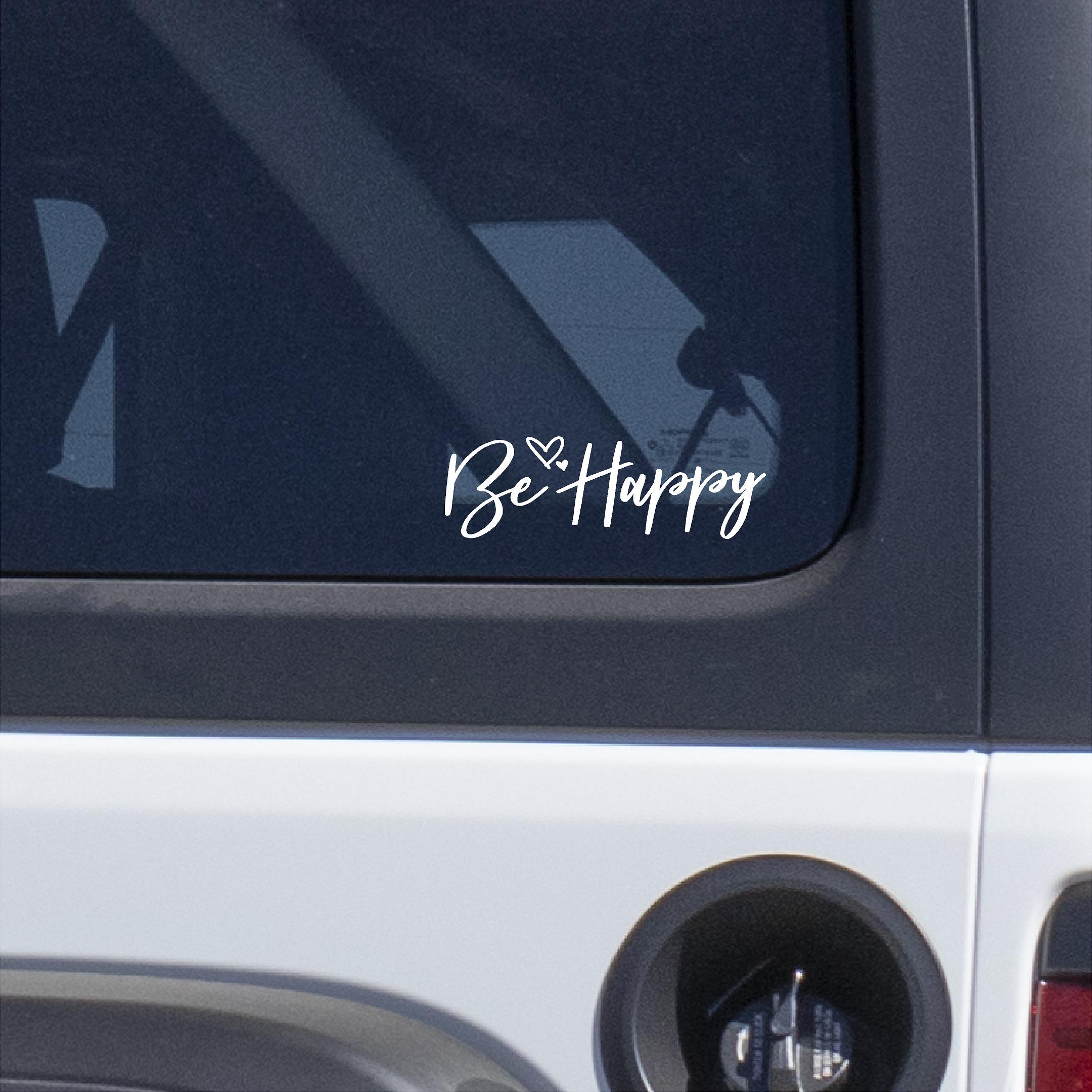 Be Happy Cursive Motivational Quote Vinyl Lettering Decal Sticker Do ...