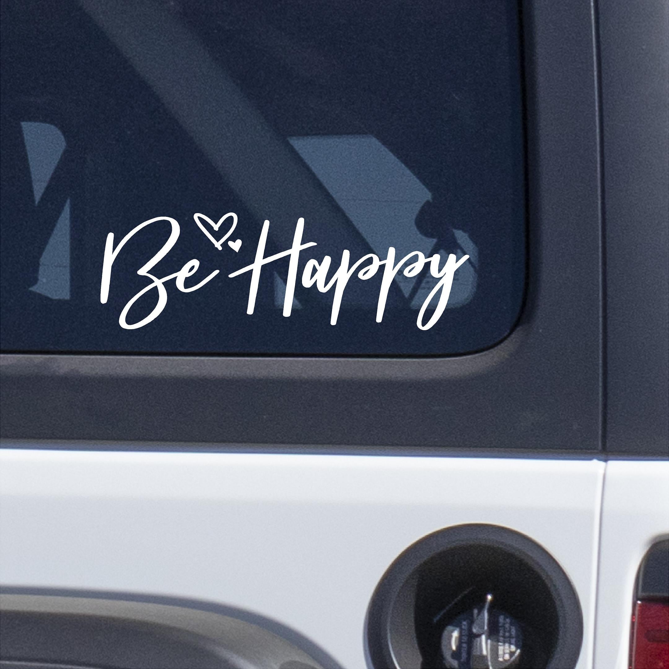 Be Happy Cursive Motivational Quote Vinyl Lettering Decal Sticker Do ...