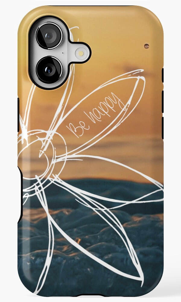 Be Happy Flower With Sunset Art Design Phone Case for iPhone 11 12 13 ...