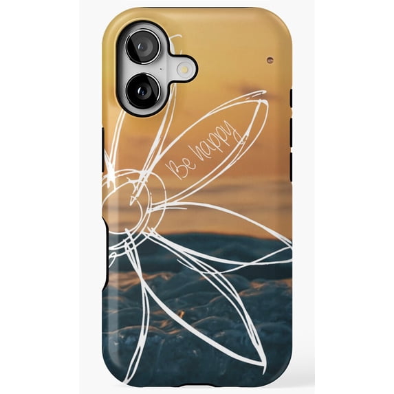 Be Happy Flower With Sunset Art Design Phone Case for iPhone 11 12 13 ...