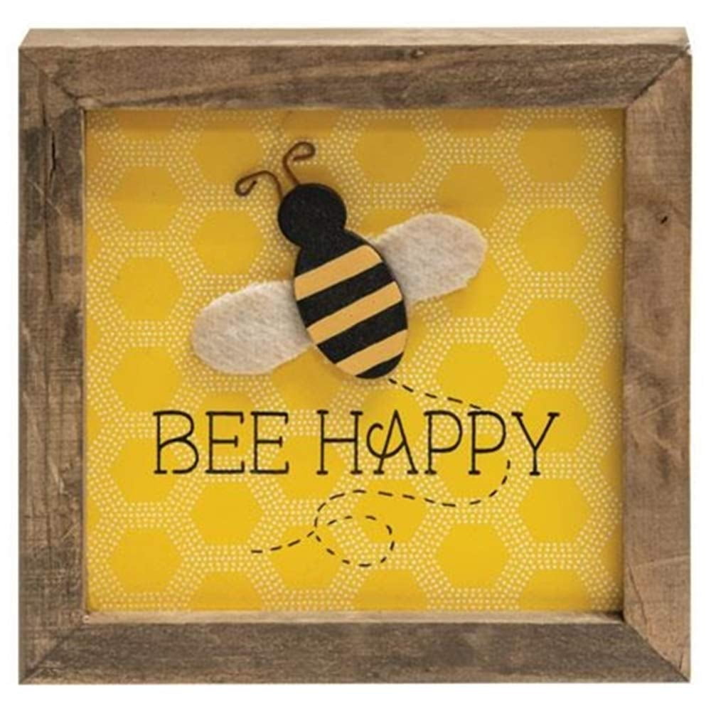 Be Happy Honey bee Sign | 6 x 6Inch | Honey bee Signs and Decor ...