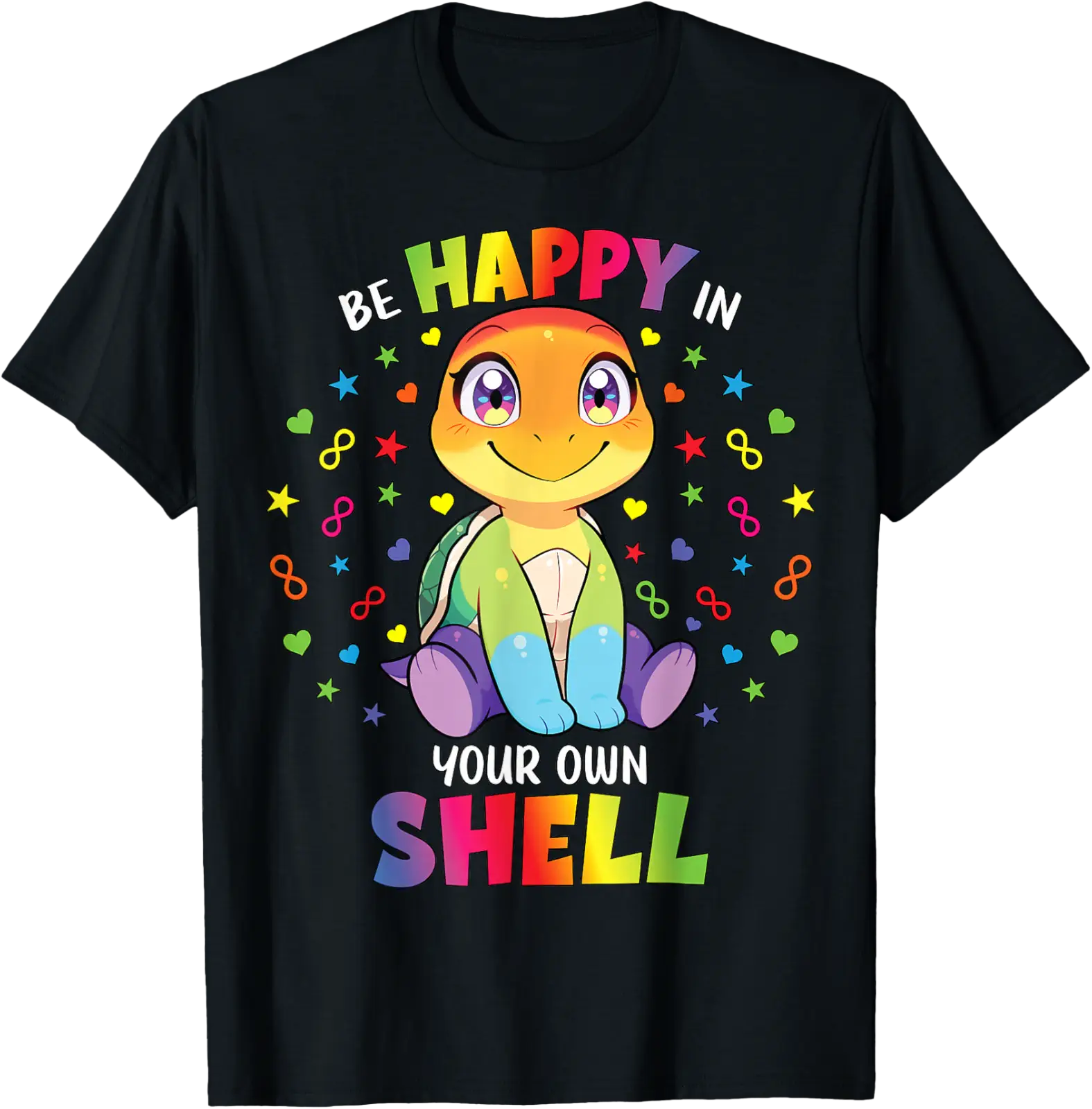 Be Happy In Your Own Shell Autism Awareness Turtle T-Shirt Unisex Full ...