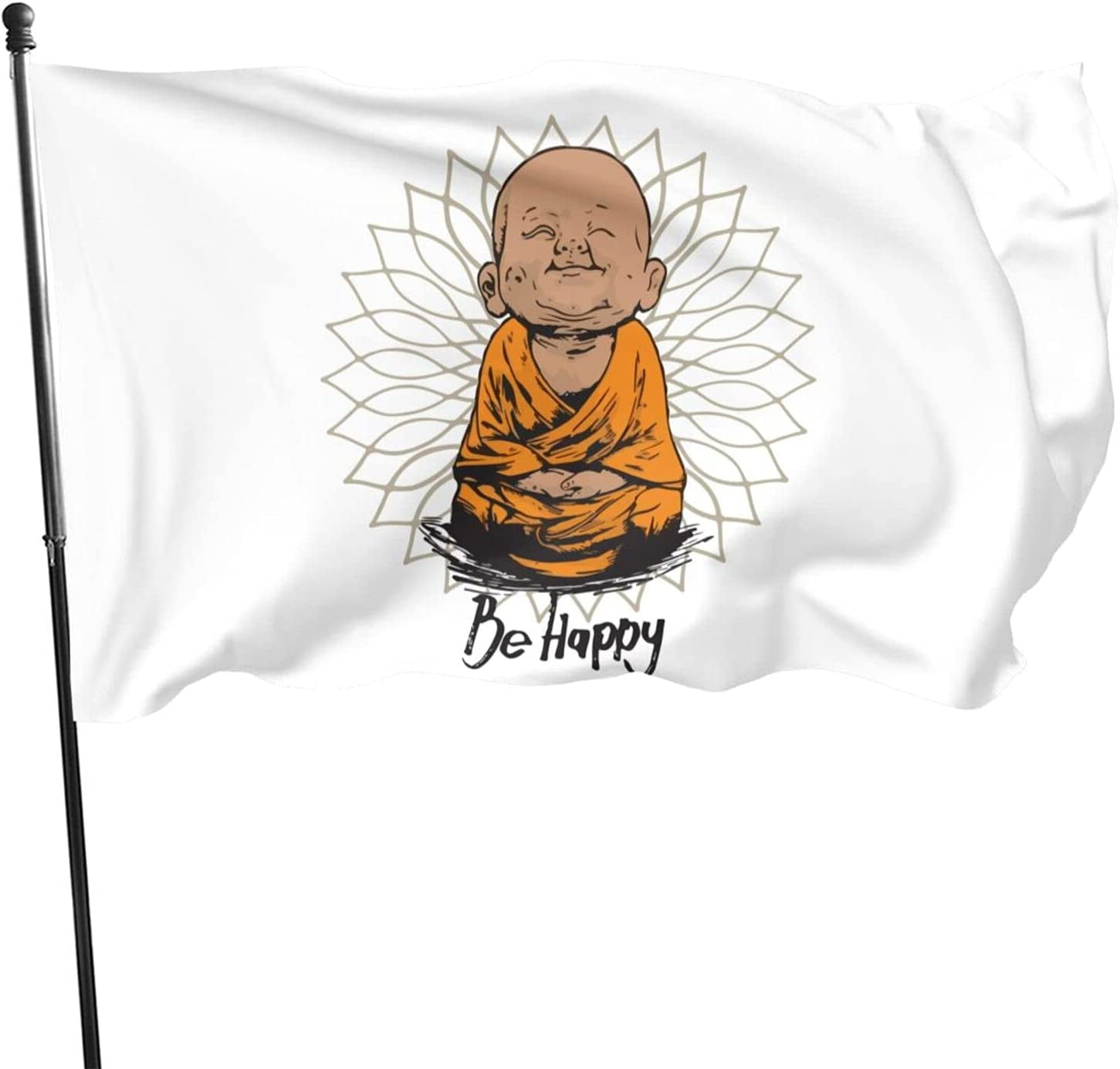 Be Happy Little Buddha Slogan 3x5 Ft Outdoor Banner House Courtyard ...