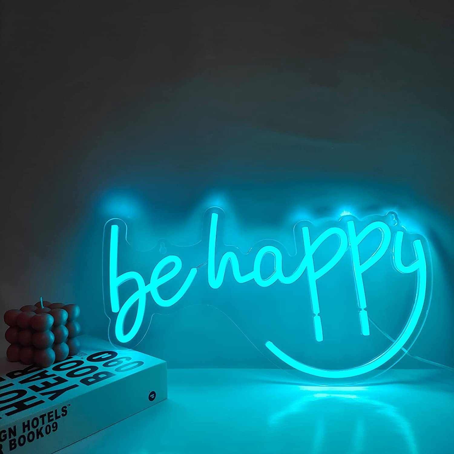 Be Happy Neon SignPink Neon Signs for Wall Decor AestheticNeon Wall ...