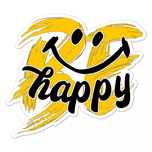 Be Happy Smiley Face Sticker Indoor Outdoor Phone Decal Water Bottle ...