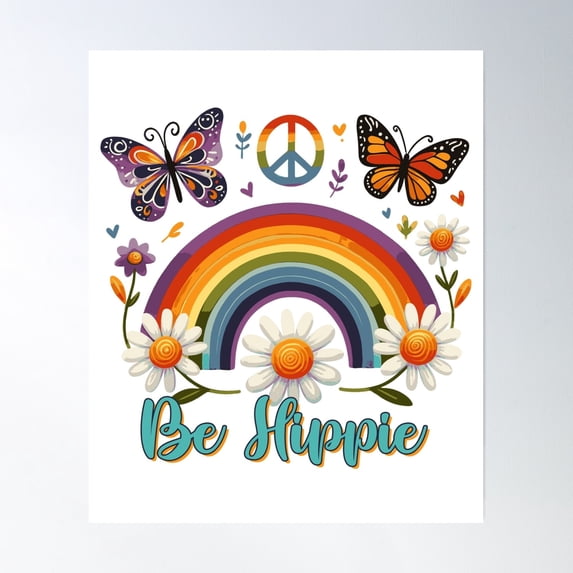 Be Hippie- Vintage Wall Arttrendy Retro Print Room Decor Wall Art ...