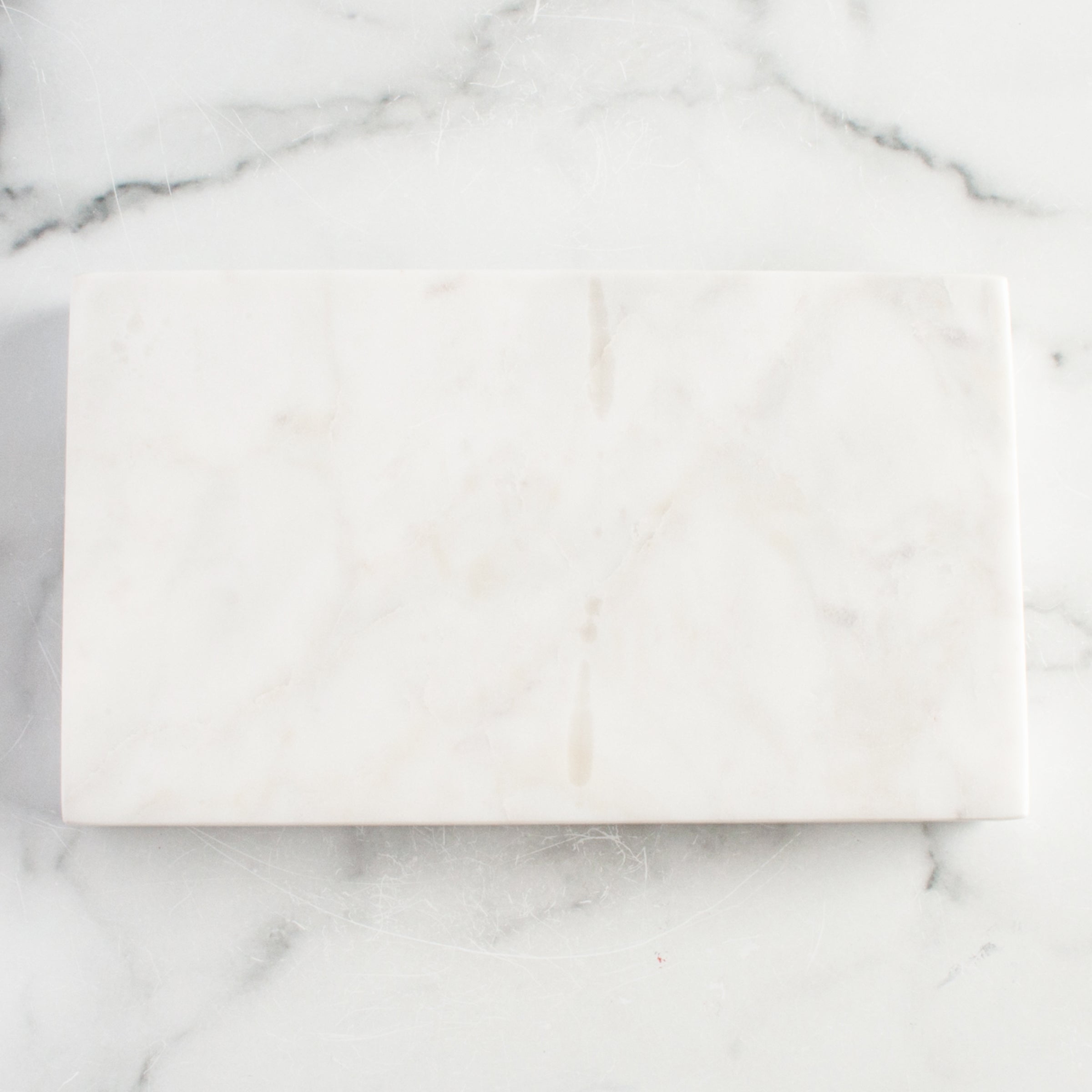 Be Home White Marble Thick Rectangular Board with Handle Grooves (1 ...