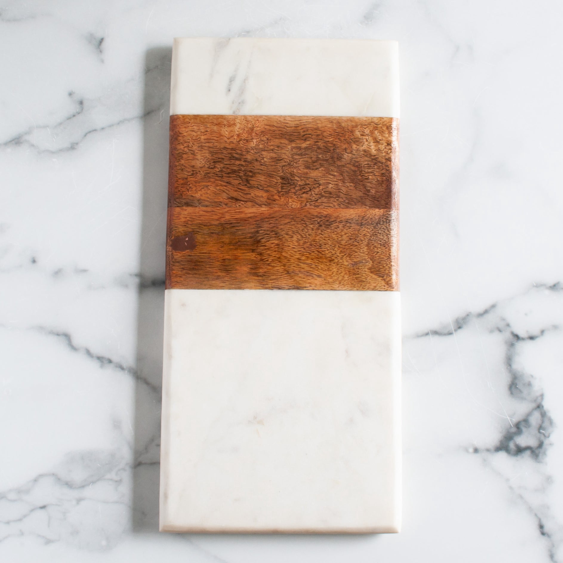 Be Home White Marble & Wood Rectangular Board (1 unit) - Walmart.com