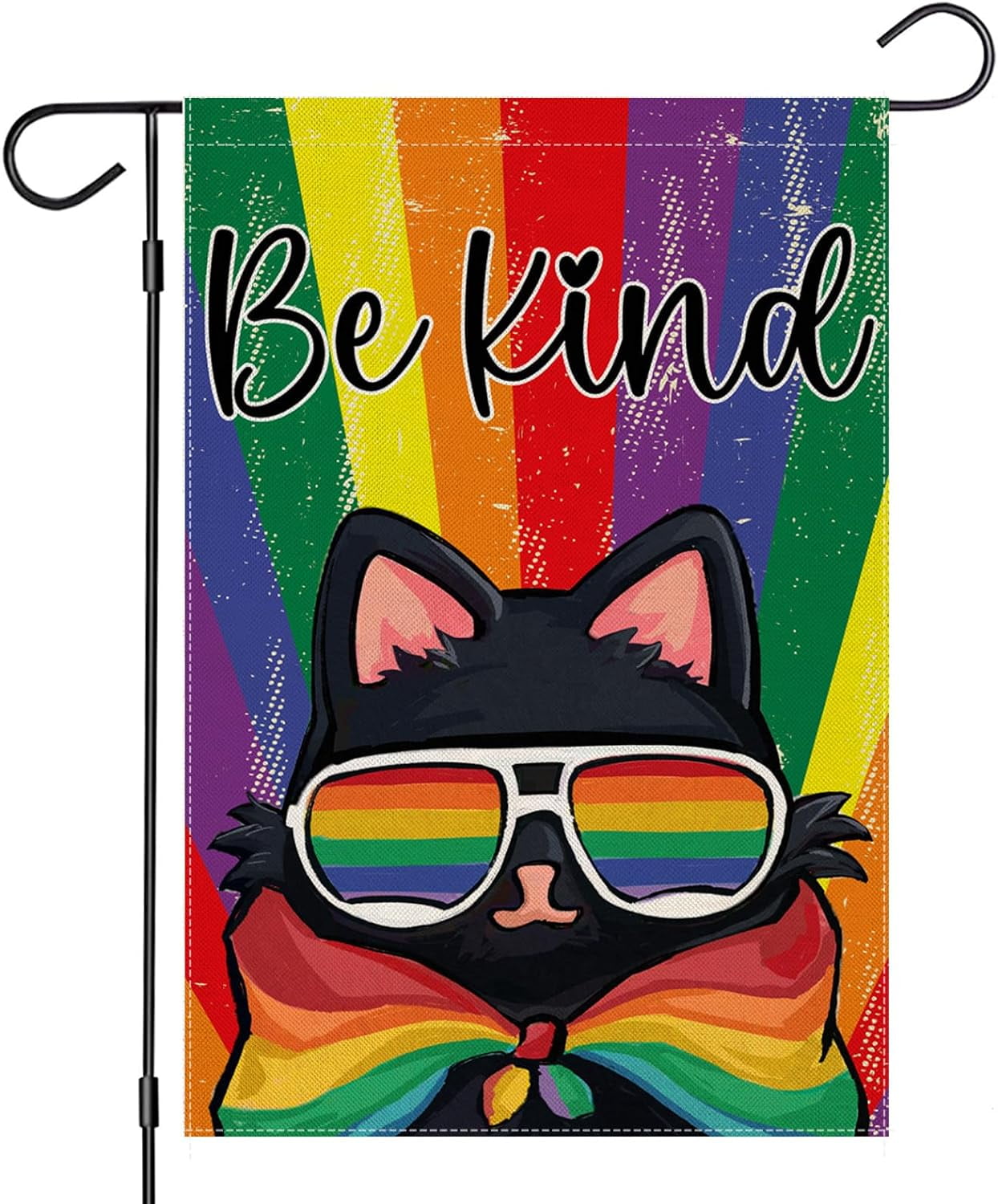 Be KIND Garden Flags for Outside, Watercolor Rainbow Cat Pride Gay ...