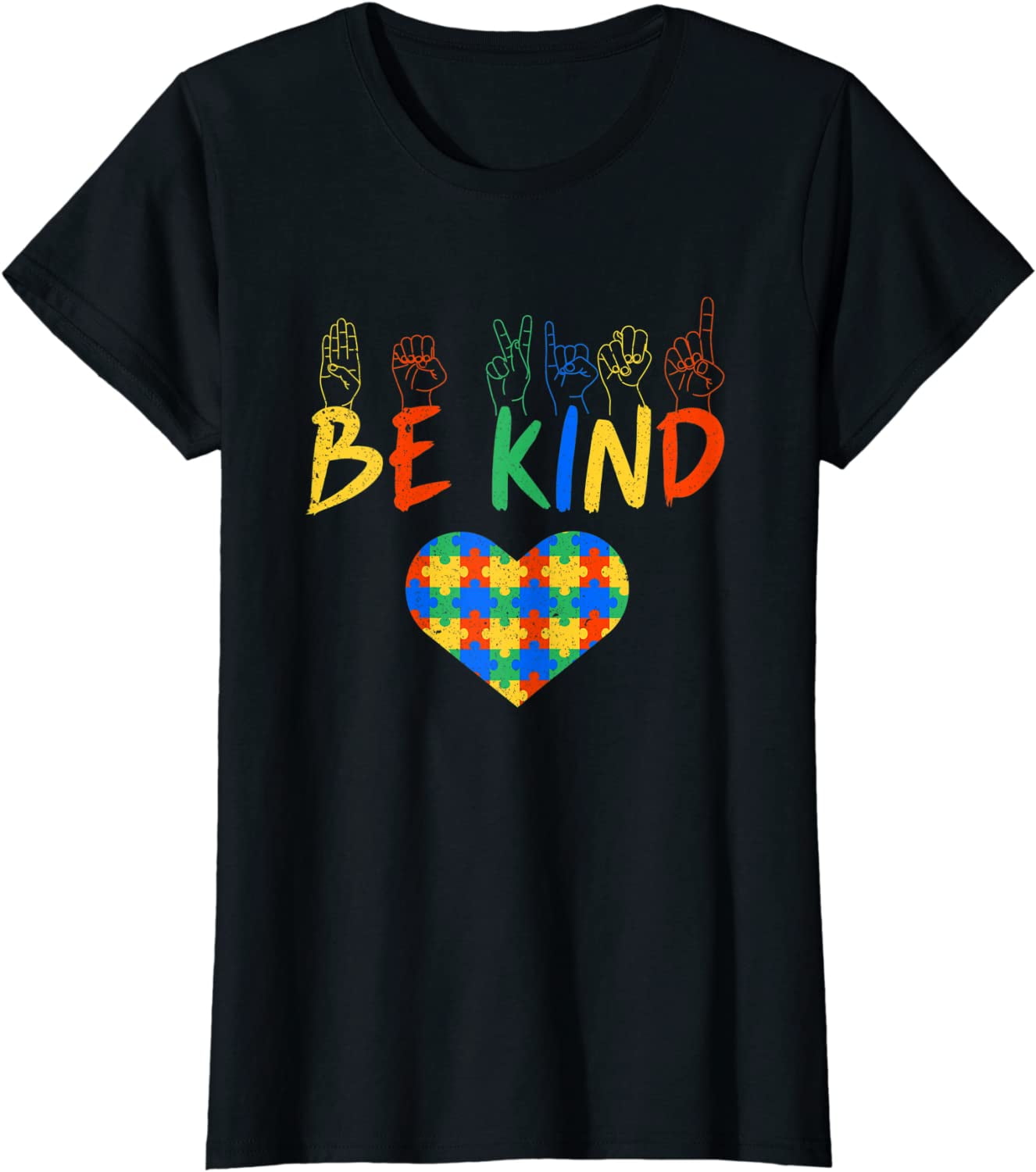 Be Kind ASL American Sign Language Autism Awareness T-Shirt - Walmart.com