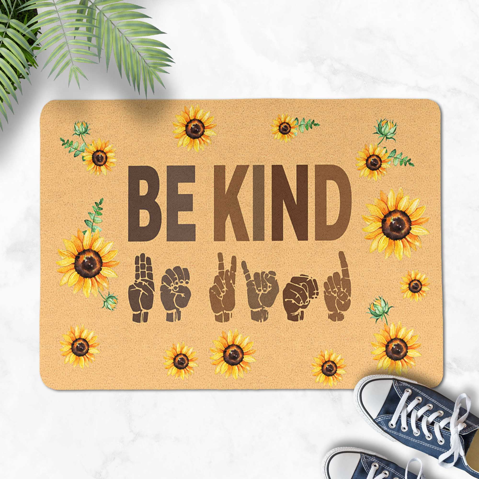 Be Kind ASL Sunflower Doormat – Celebrate Kindness and Diversity with ...
