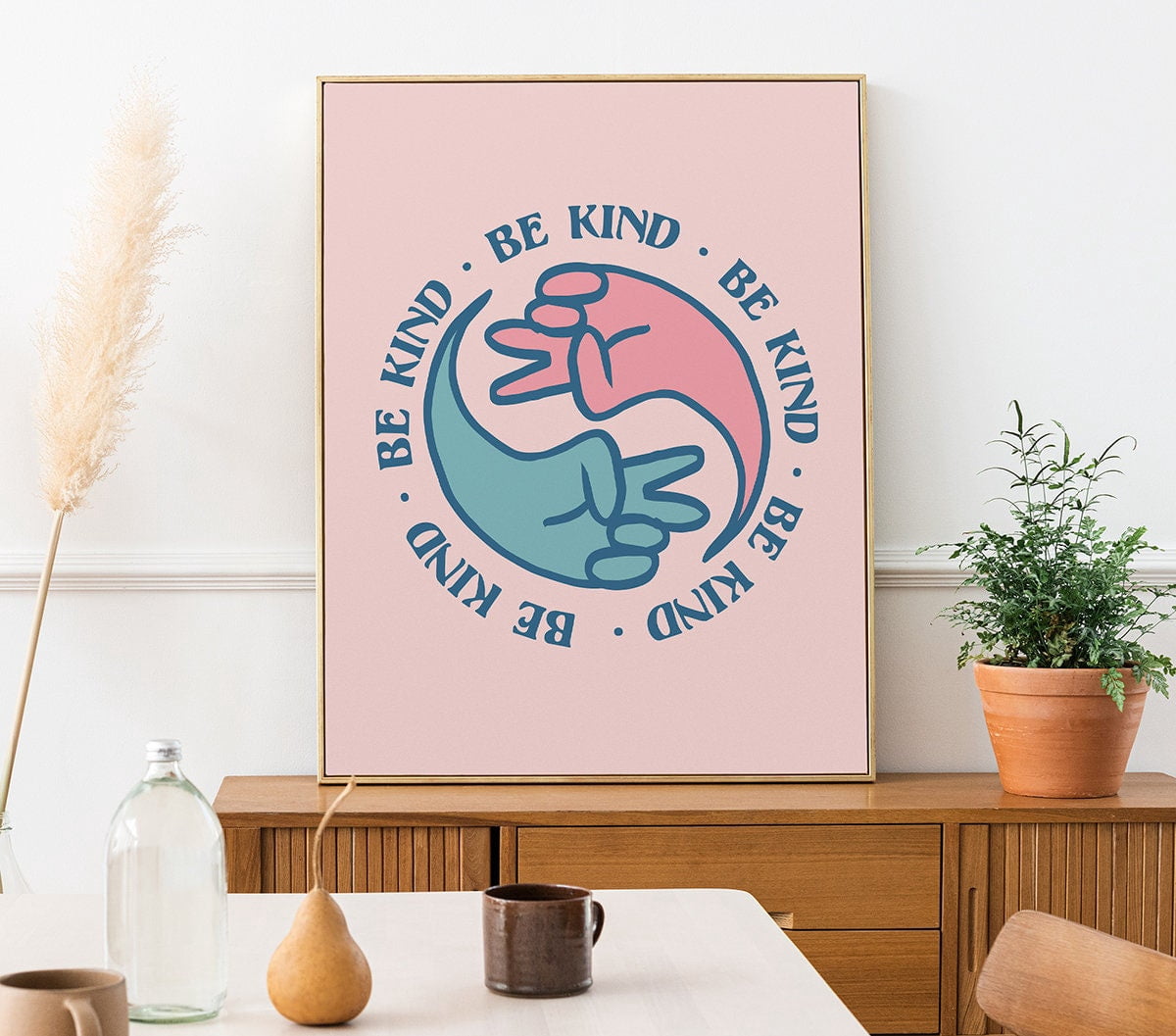 Be Kind Art Print, Positive Quote Poster, Peace Sign Poster, Cool Room ...