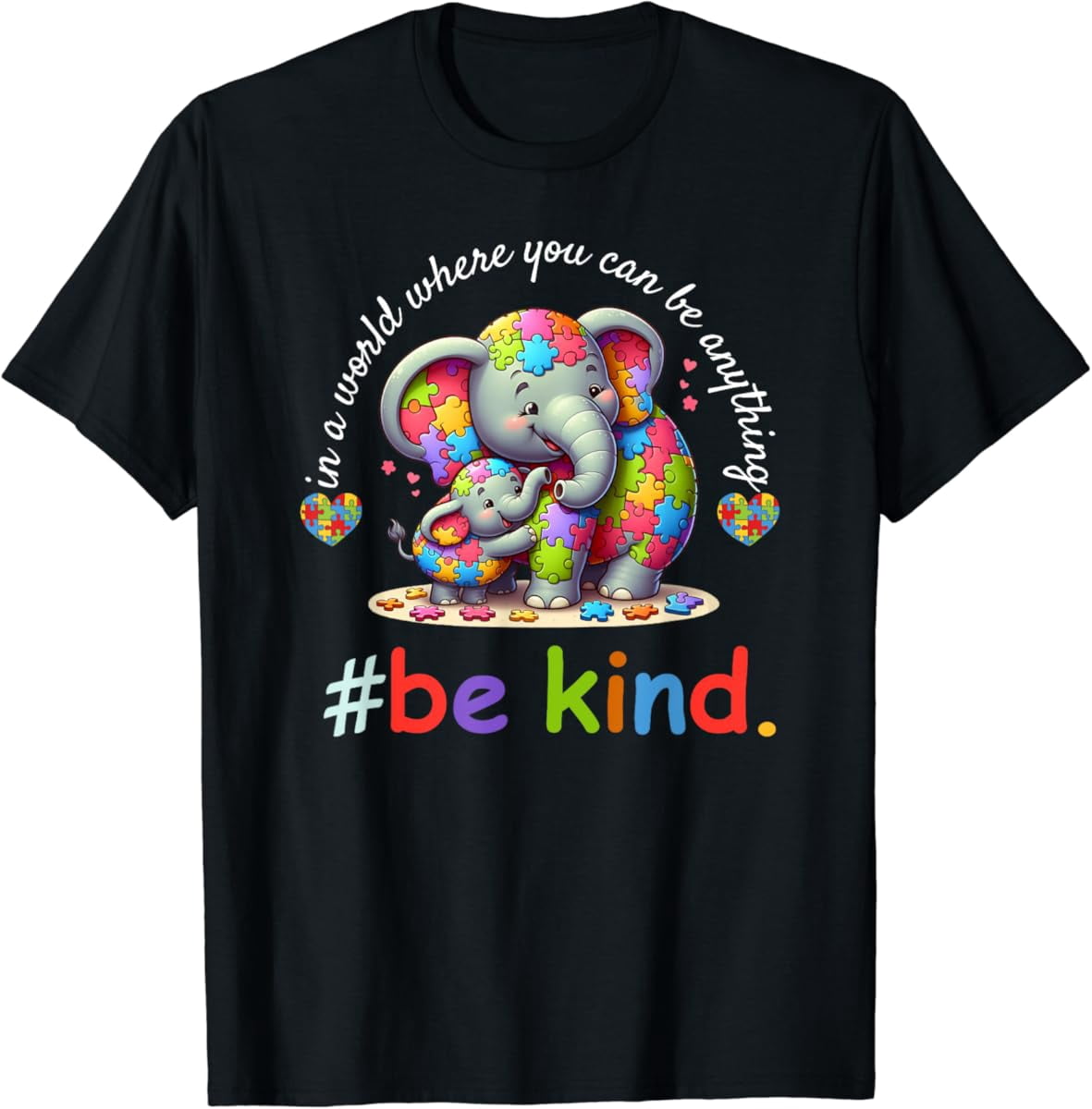 Be Kind Autism Awareness Elephant Mom Baby Puzzle Piece T-Shirt Gift ...