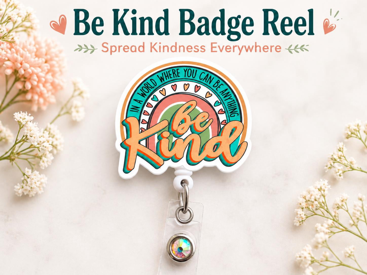 Be Kind Badge Reel, Rainbow Nurse Badge Holder, In a World Where You ...