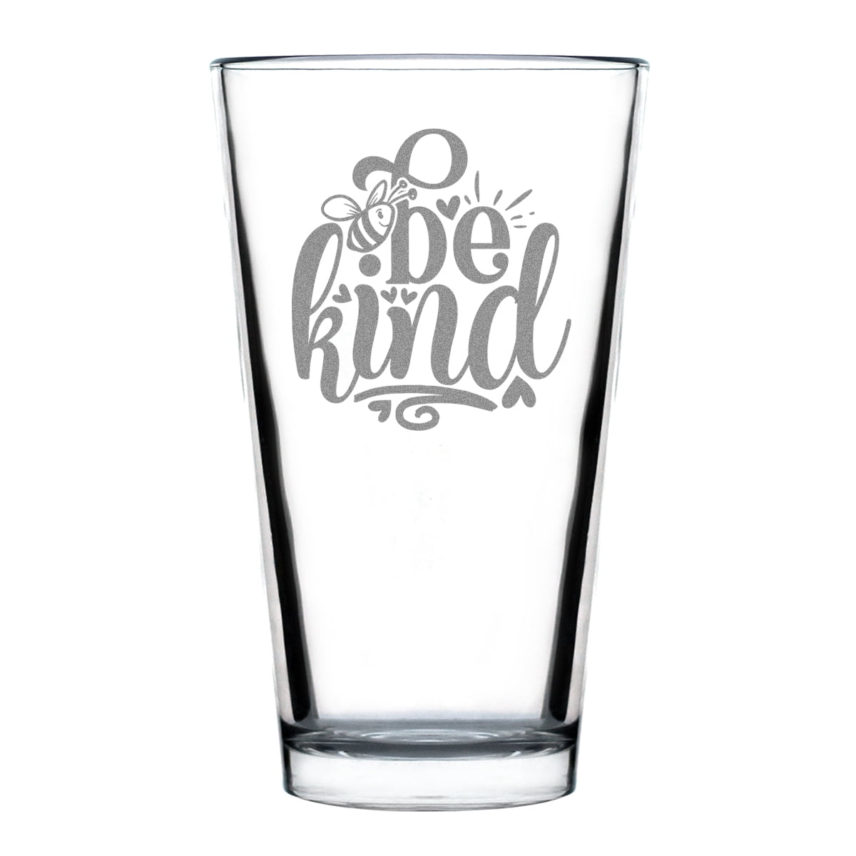 Be Kind Bee Glass, Hand Engraved Pint 16oz Standard Etched Art Eco ...