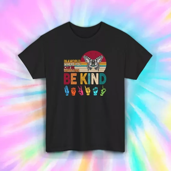 Be Kind Butterfly Sign Language T-Shirt Asl Inclusion Graphic - Walmart.com