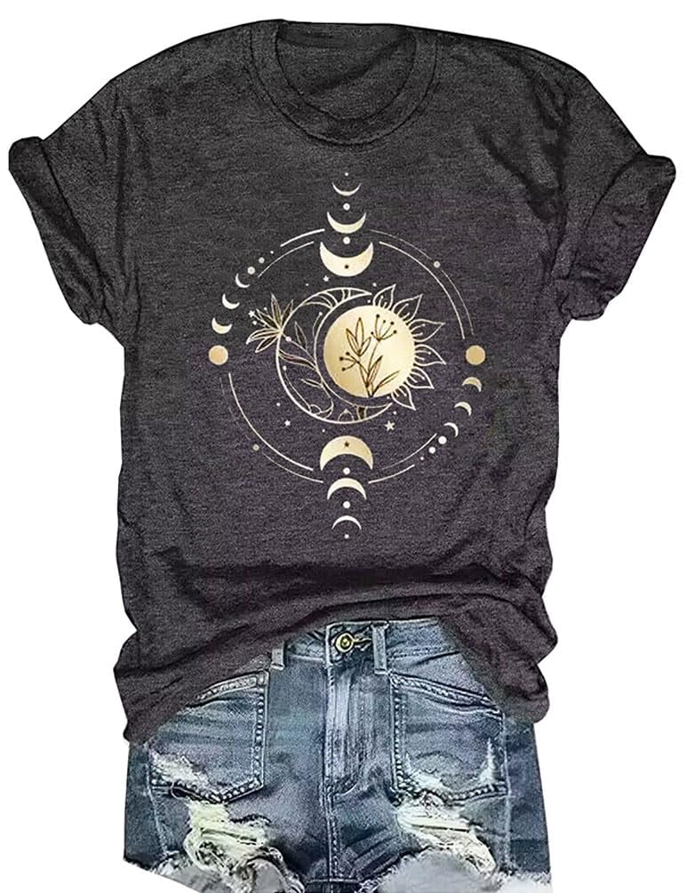 Be Kind Celestial Sun Moon Star Graphic T-Shirt for Women Loose Summer Casual - Walmart.com