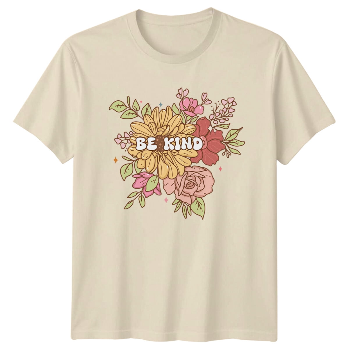 Be Kind Floral Graphic T-Shirt, Positive Quote Tee, Summer Fashion ...