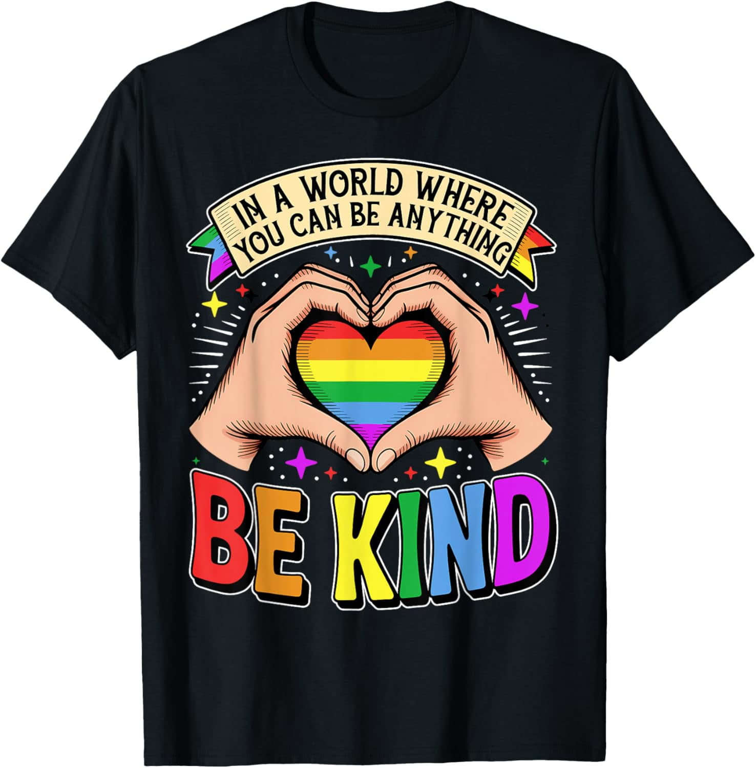Be Kind Gay Pride LGBT Cute Rainbow Heart LGBT-Q Support T-Shirt Tops ...