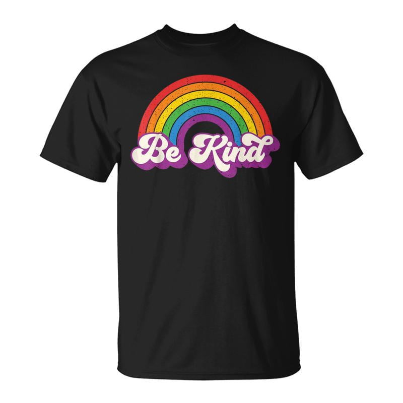 Be Kind Gay Pride Lgbt Ally Rainbow Retro Women TShirt - Walmart.com