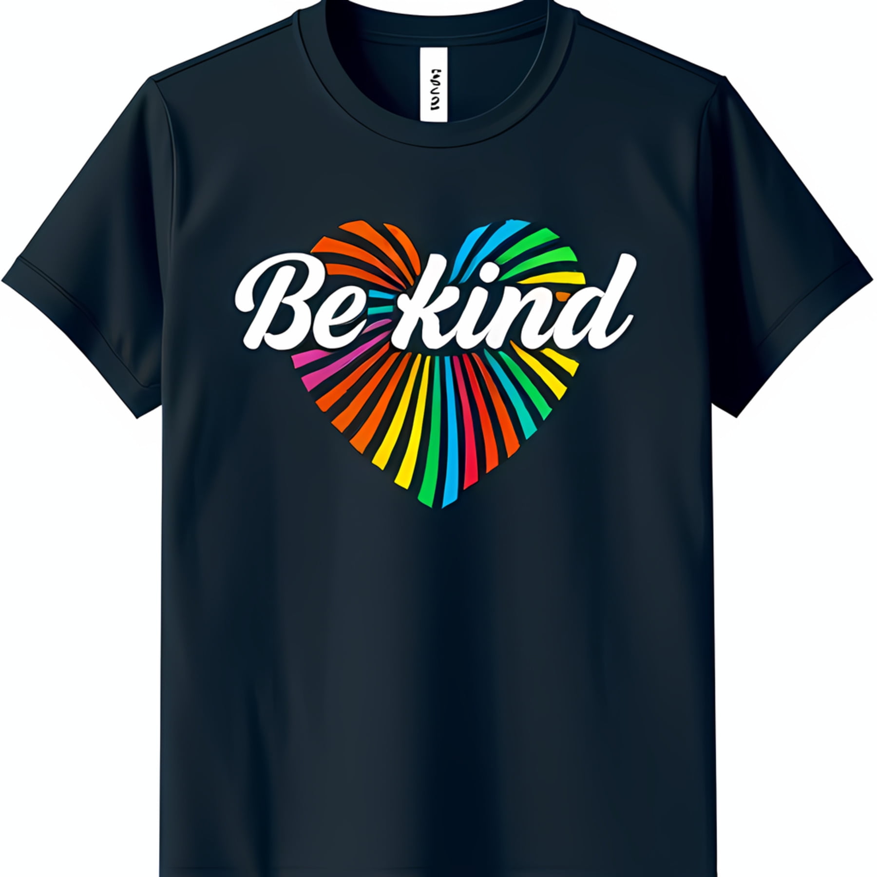 Be Kind Graphic Tee Dark Blue Shirt with Rainbow Heart Design - Walmart.com