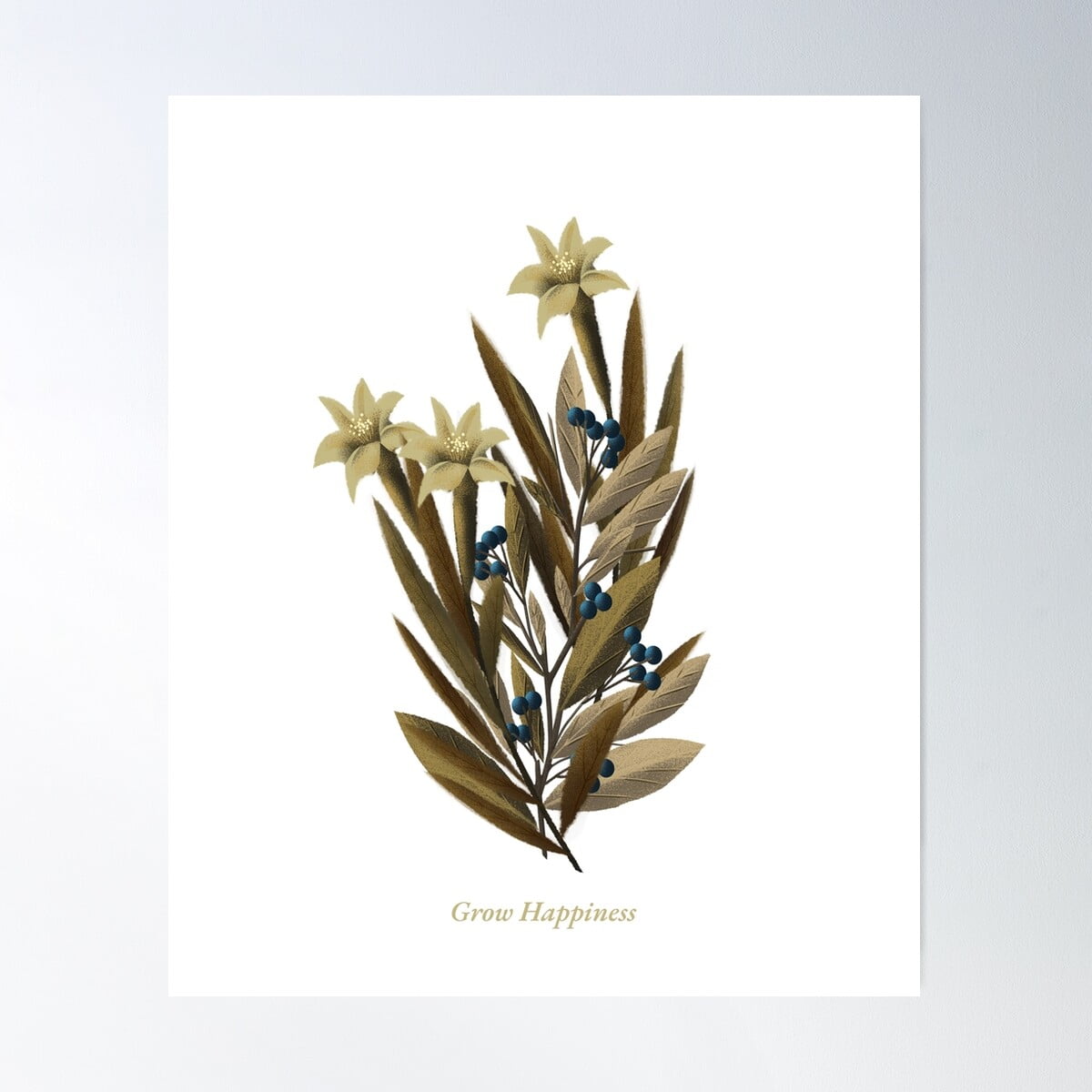 Be Kind Grow Happiness Plants Poster Wall Art, Modern Wall Decor For ...