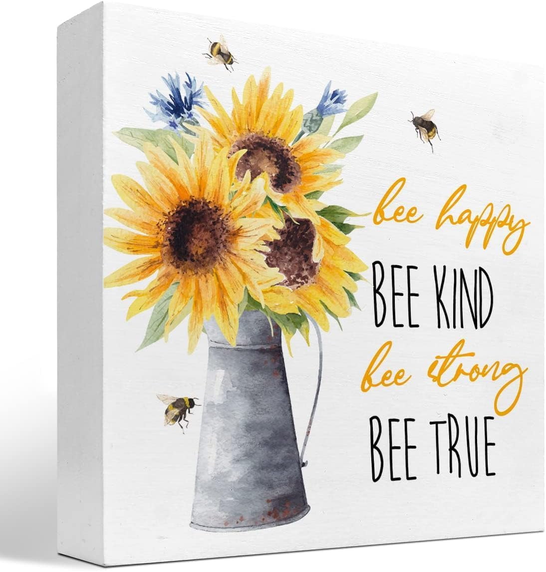 Be Kind Be Happy Sunflowers Inspirational Wood Box Sign Desk Decor ...