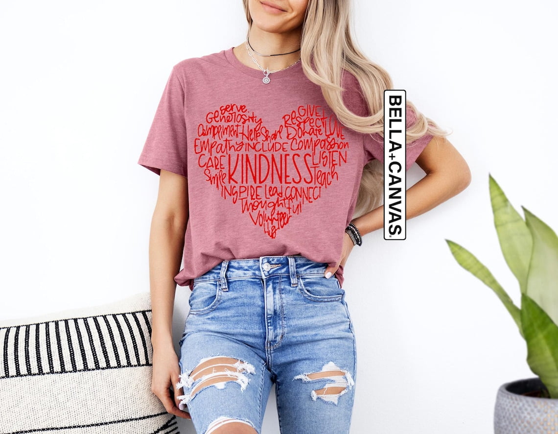 Be Kind Heart Graphic Tee: Kindness Heart Shirt, Kindness ...