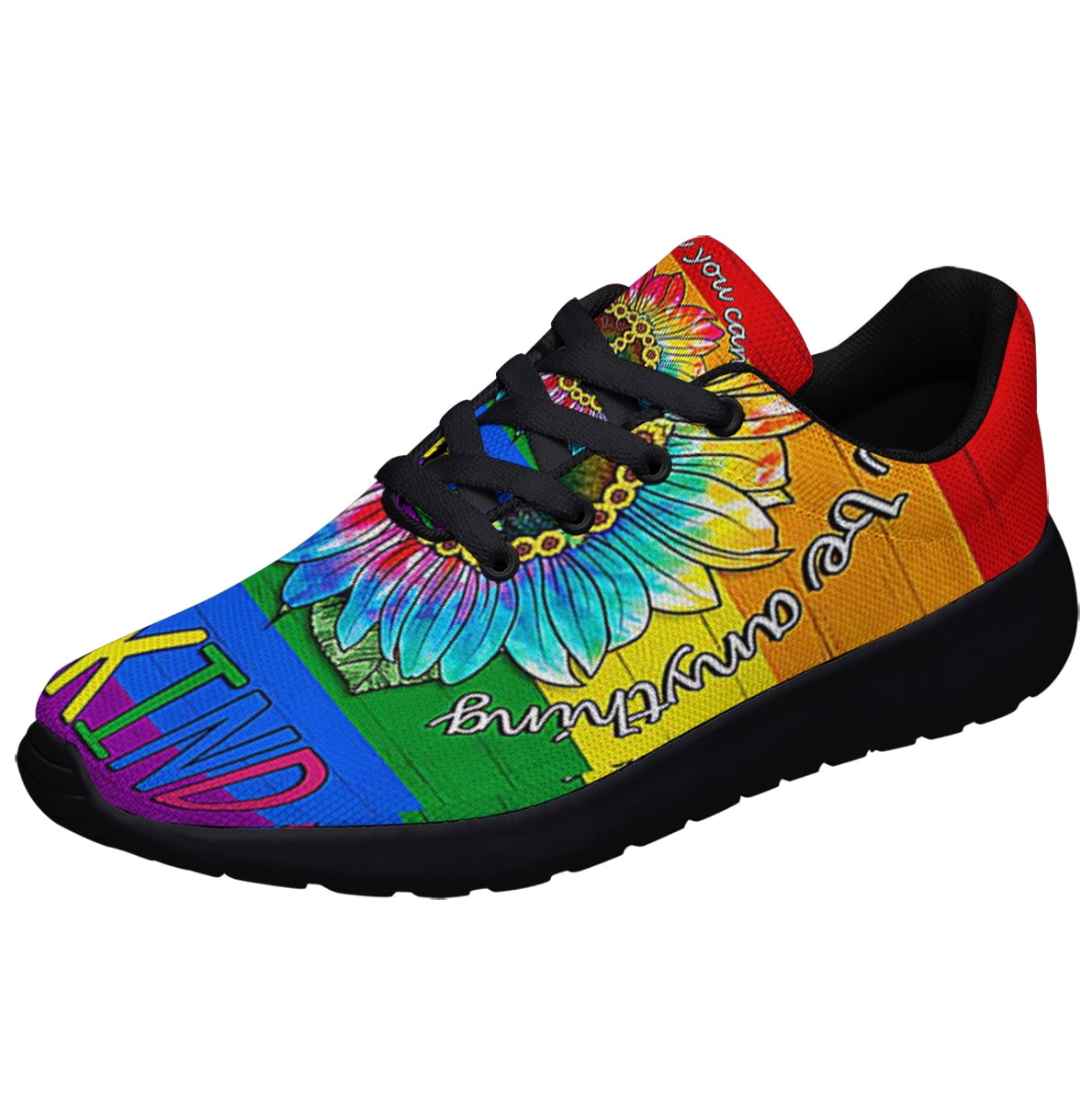 Be Kind Hippie Peace Sign Sunflower LGBT Shoes Sneakers Black Size 7 ...