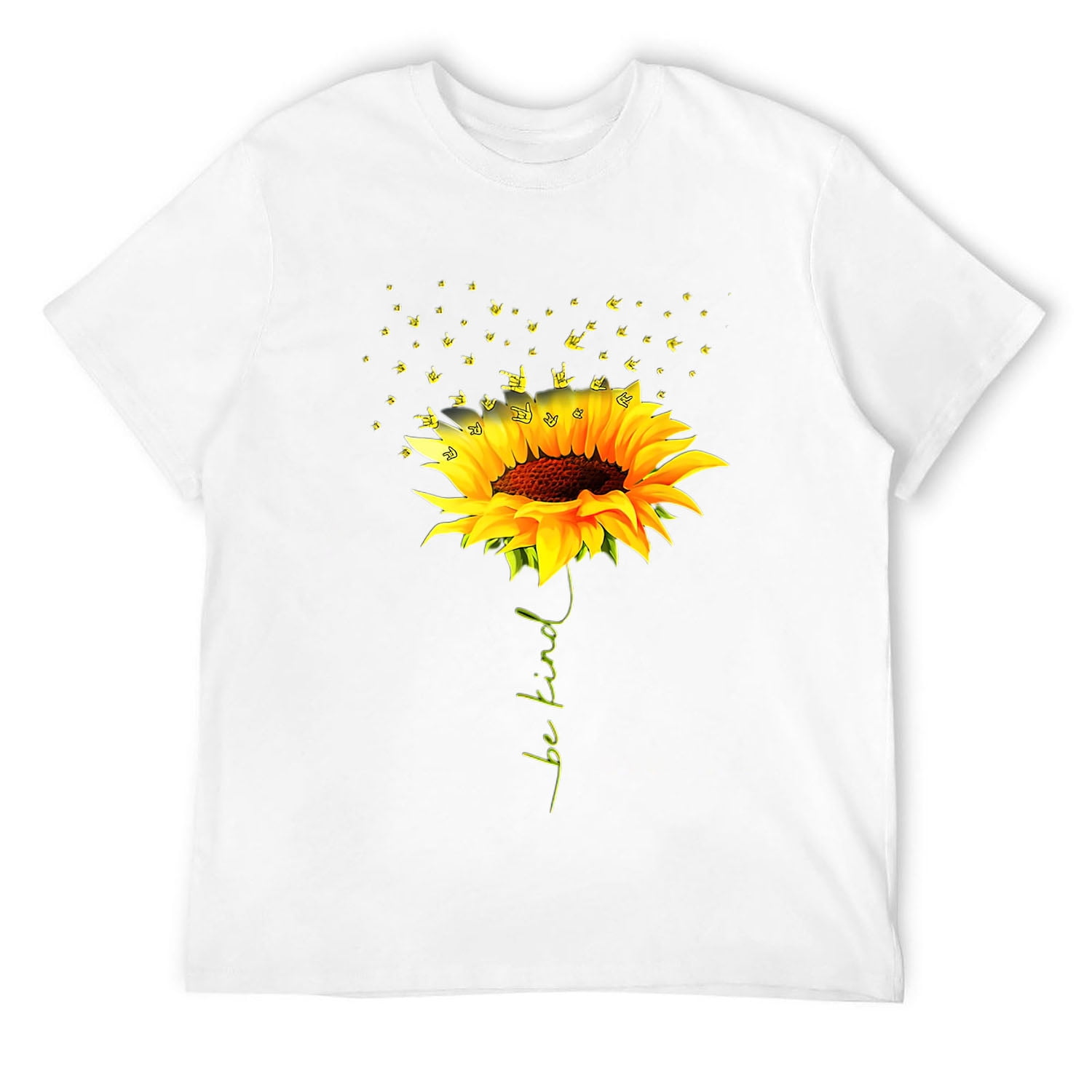 Be Kind Hippie Sunflower I Love You Deaf ASL Sign Language T-Shirt ...